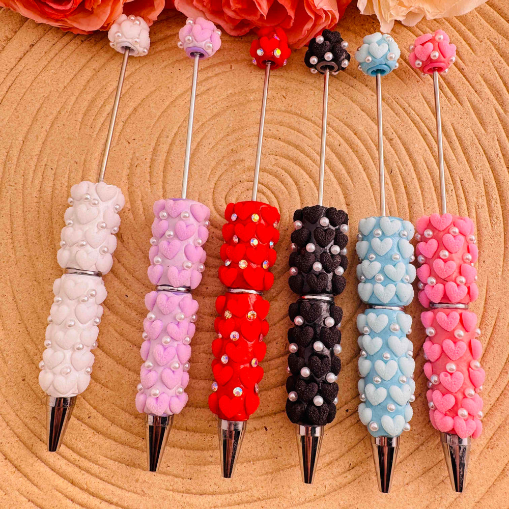 FS10811-Heart Fancy Beadable Pens - Zoe DIY Wholesale